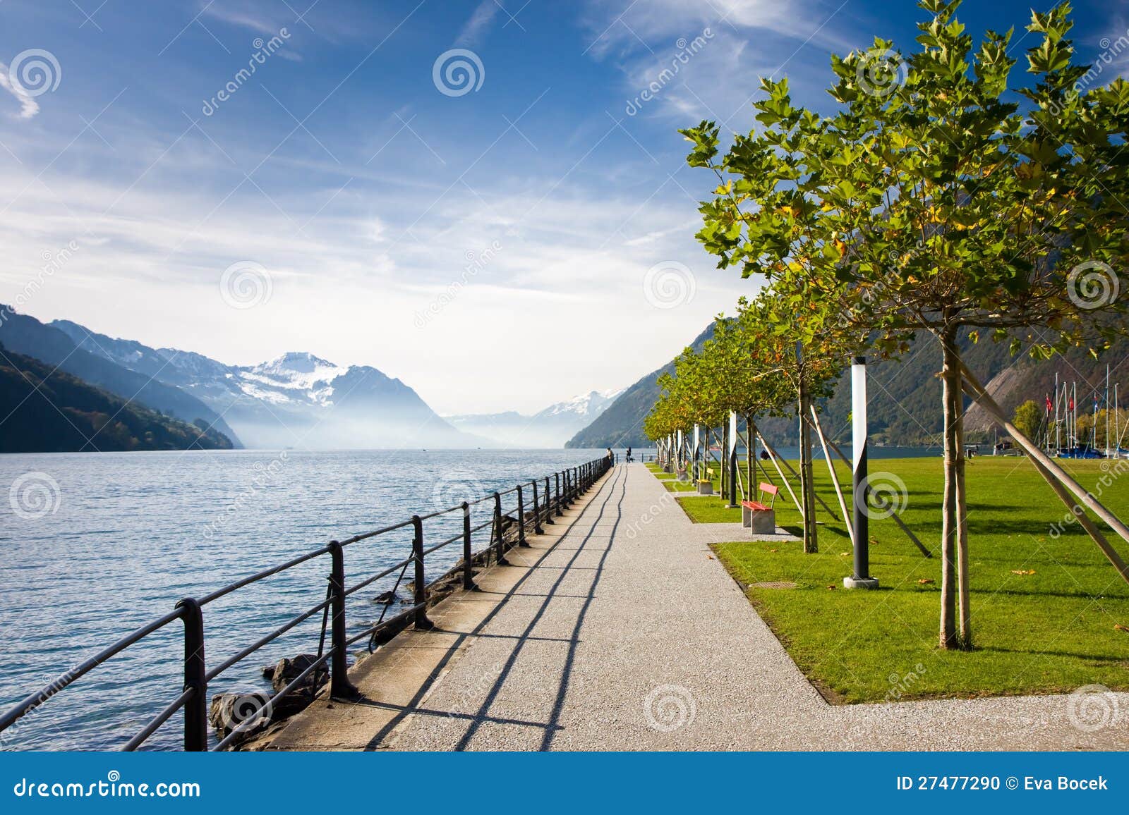 Beautifull Promenade on Lucerne Lake Stock Photo - Image of cranes ...