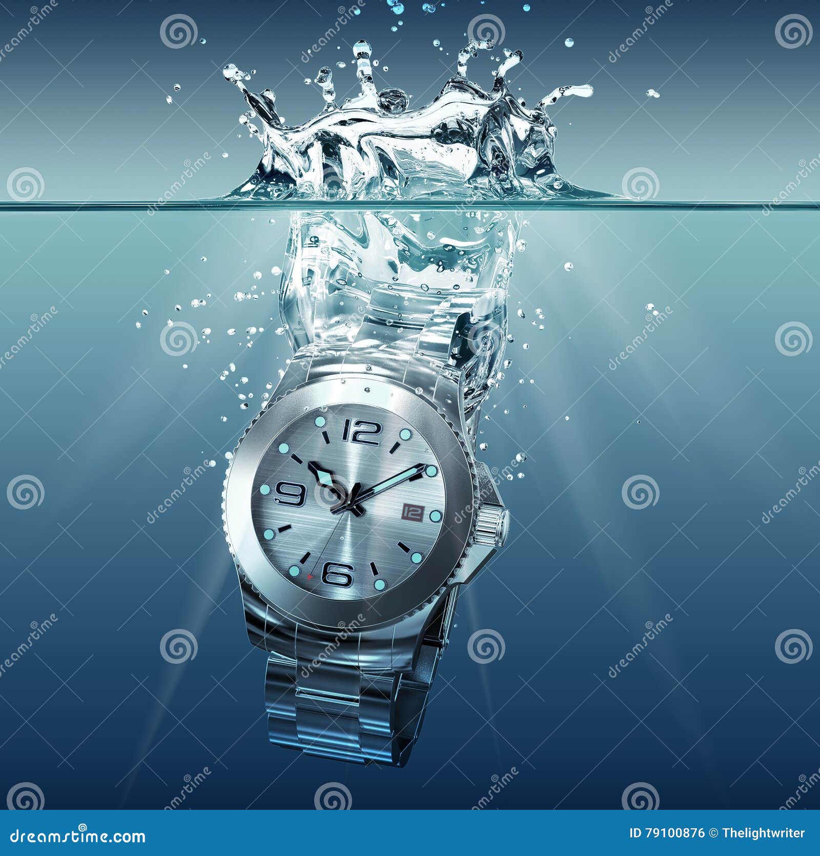 Beautifull Watch Falling in Water Stock Illustration - Illustration of ...