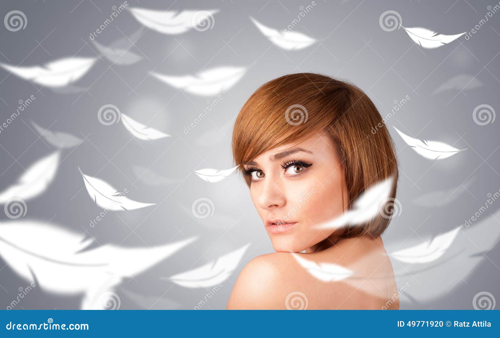 Beautifull Young Girl with Light Feather Skin Concept Stock Photo ...