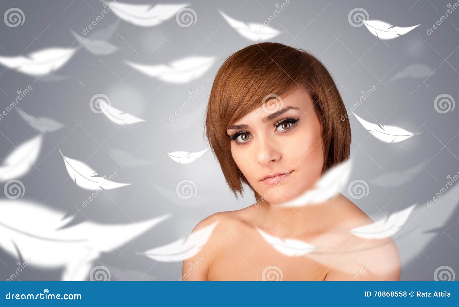 Beautifull Young Girl with Light Feather Skin Concept Stock Photo ...