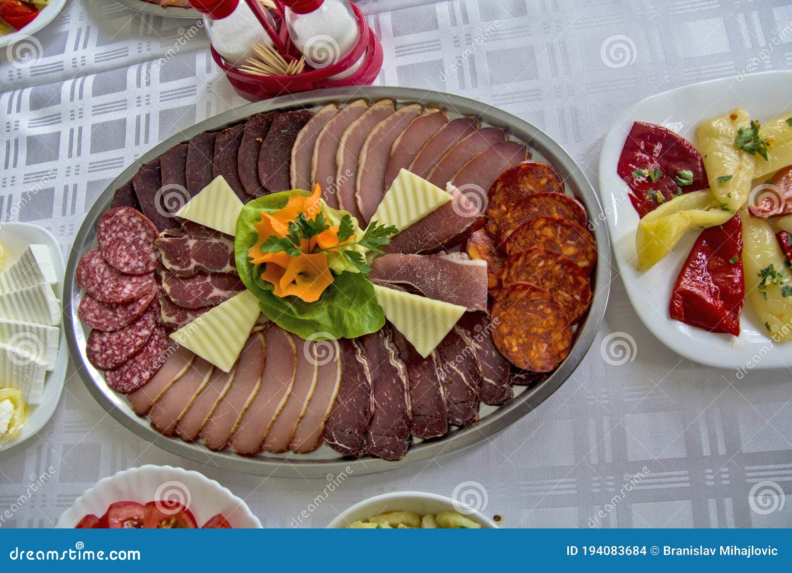 Dried Meat Products Served on the Table Stock Photo - Image of dish ...