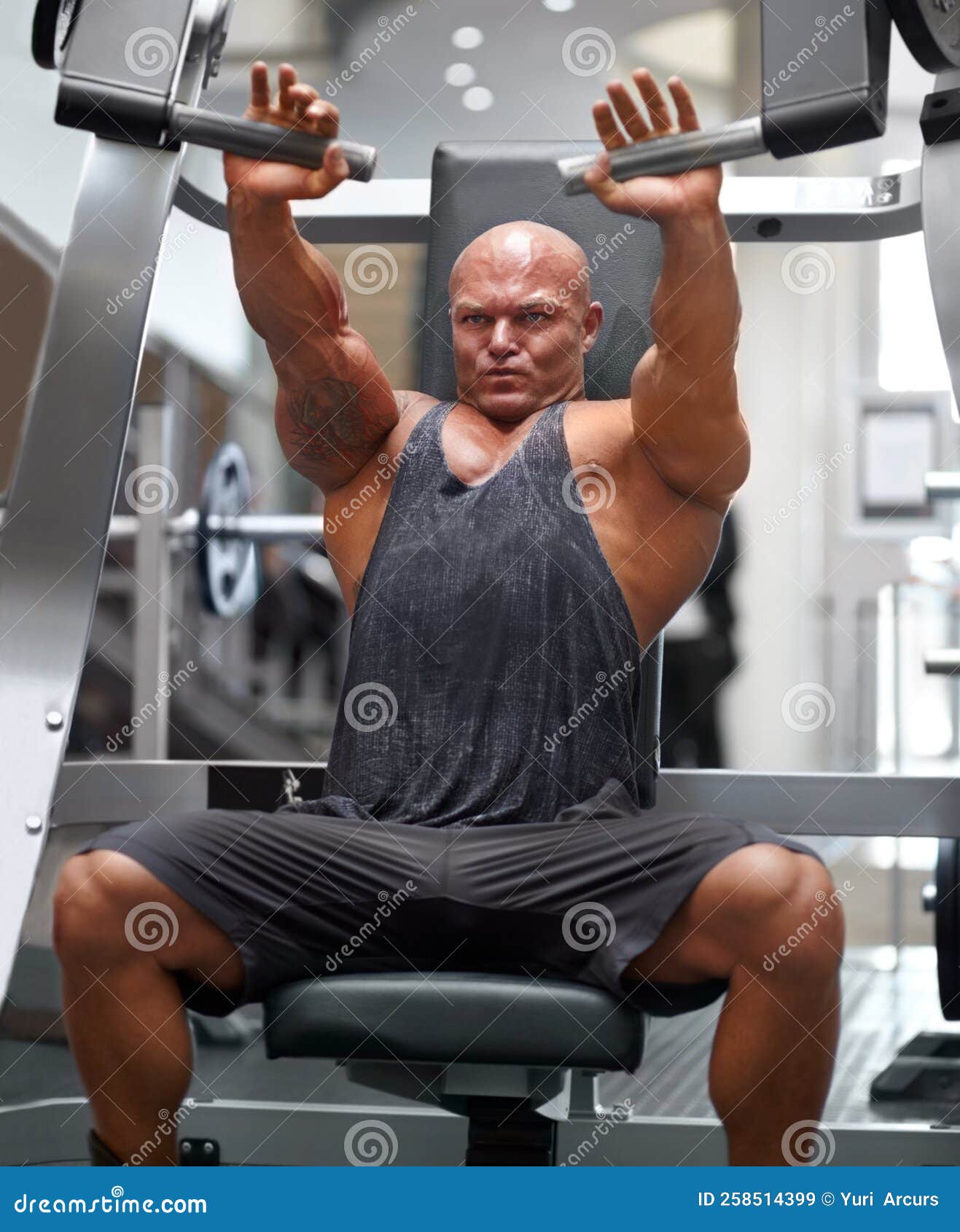 Beautifully Built. a Male Bodybuilder Using Exercise Equipment at the ...