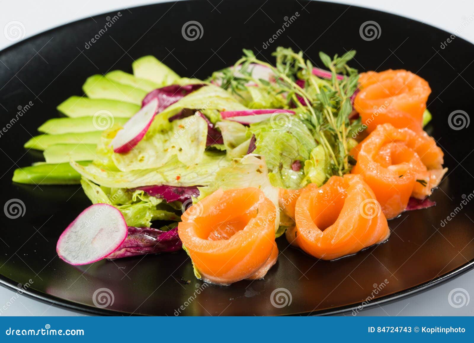 Beautifully Cooked Fish in a Plate. Salted Pieces of Red Trout Stock ...