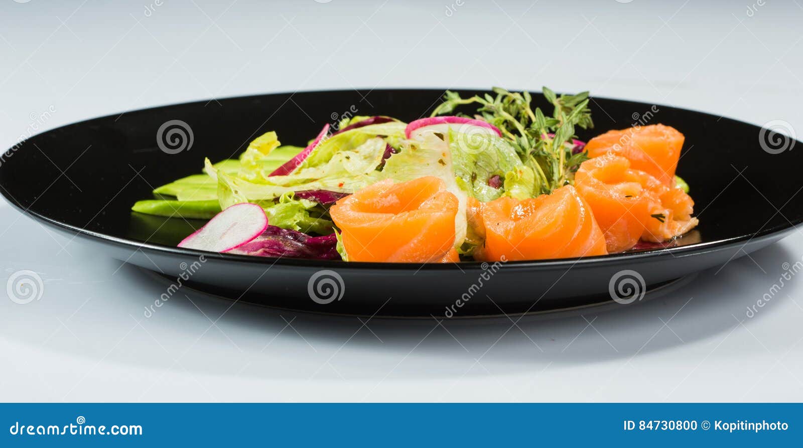 Beautifully Cooked Fish in a Plate. Salted Pieces of Red Trout Stock ...