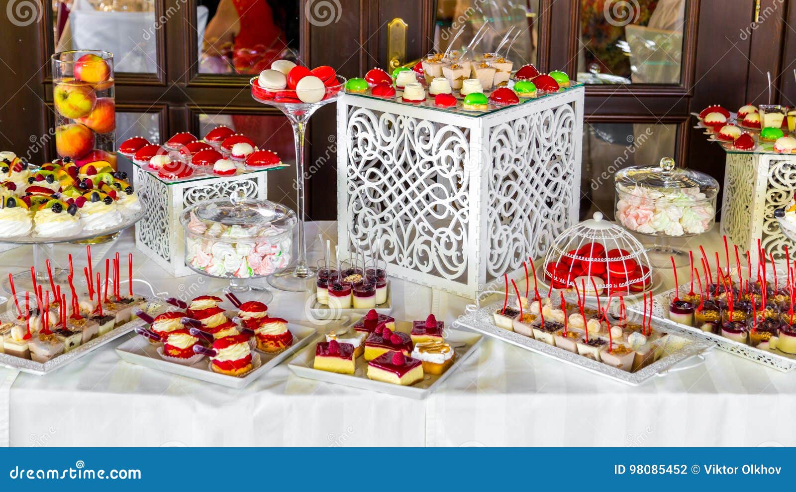 Beautifully Decorated Banquet Catering with Candy Bar Stock Photo ...
