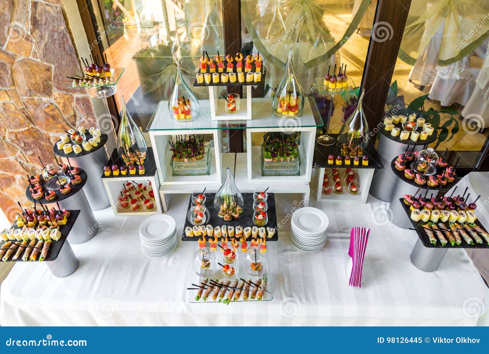 Beautifully Decorated Banquet Catering with Candy Bar Stock Image ...