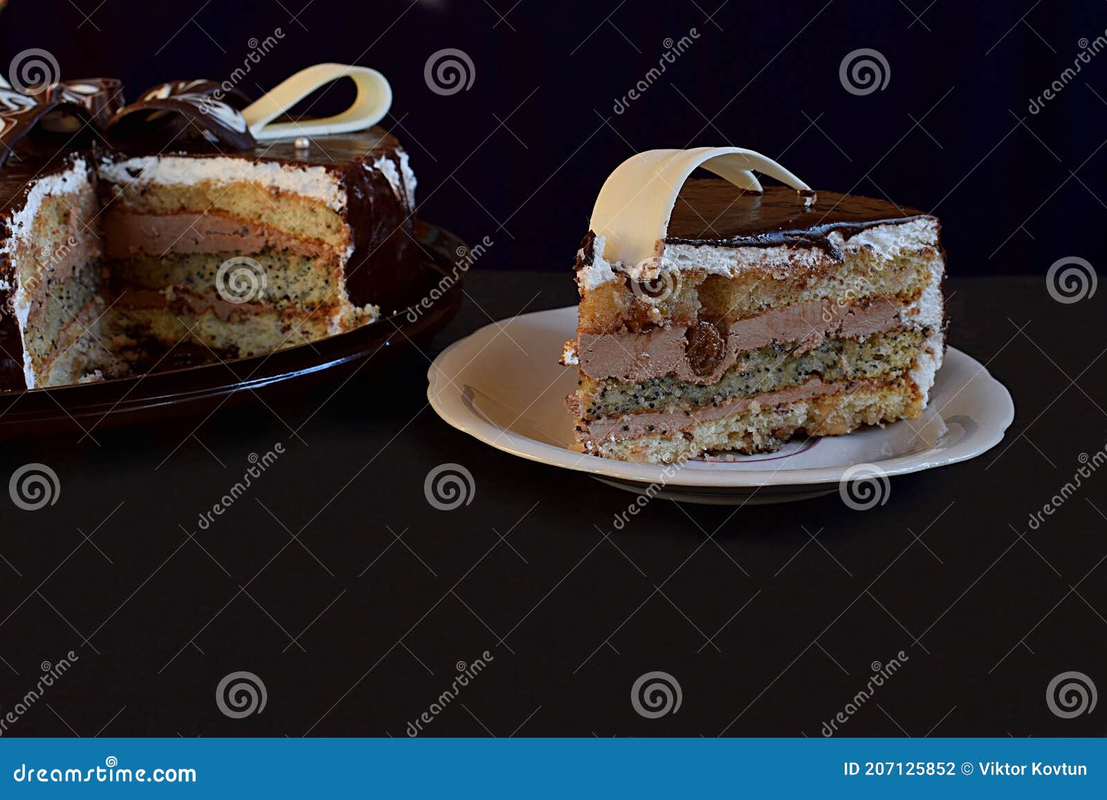 Beautifully Decorated Chocolate Coated Cake Stock Photo - Image of ...