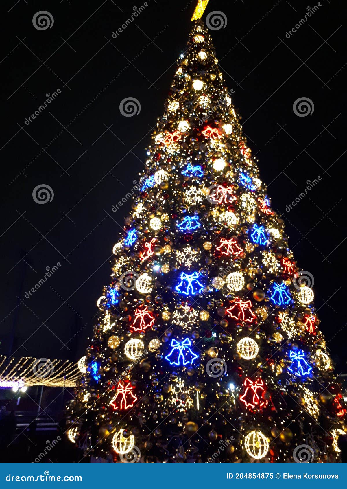 Beautifully Decorated Christmas Tree in the Square Stock Image - Image ...