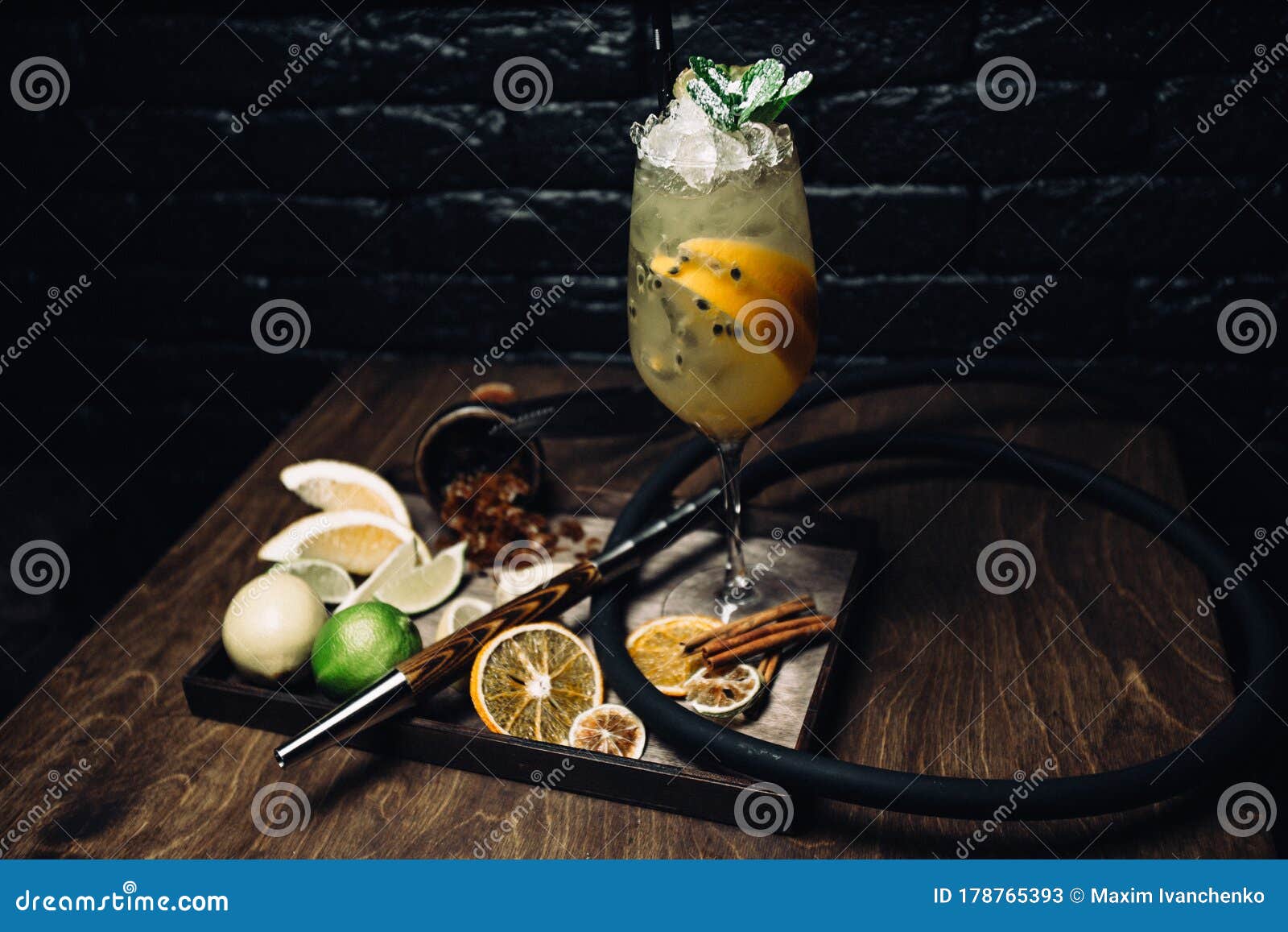 Beautifully Decorated Cocktail Set with Hookah Stock Image - Image of ...