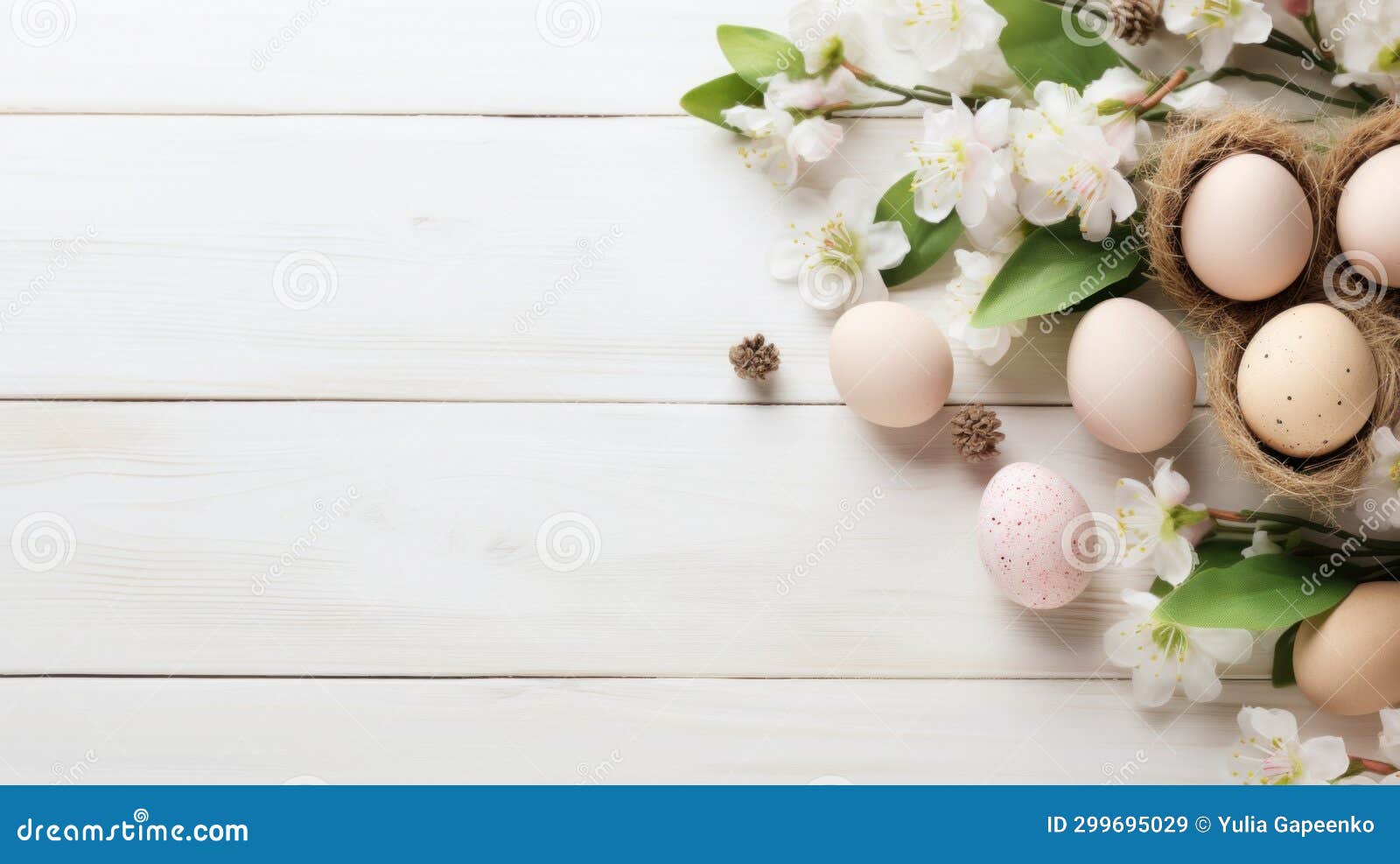 A Beautifully Decorated Easter Table Setting with Pastel-colored Eggs ...