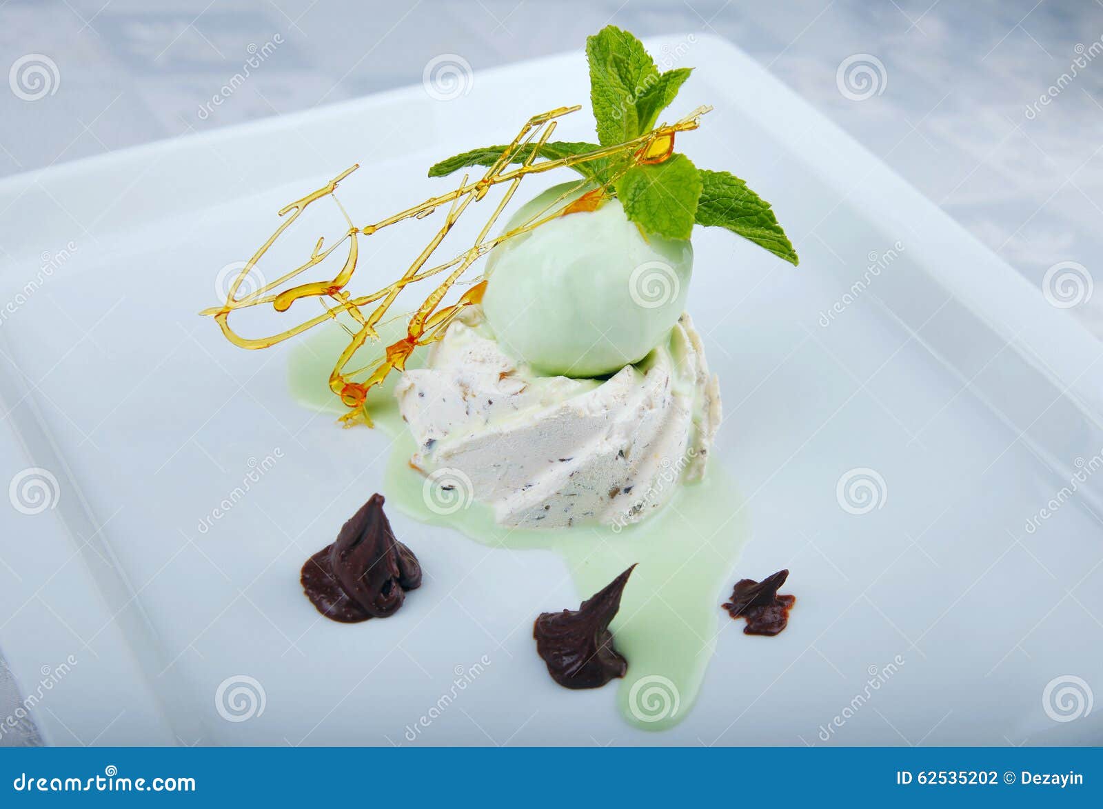 Beautifully Decorated Ice Cream on a Plate Stock Photo - Image of plate ...