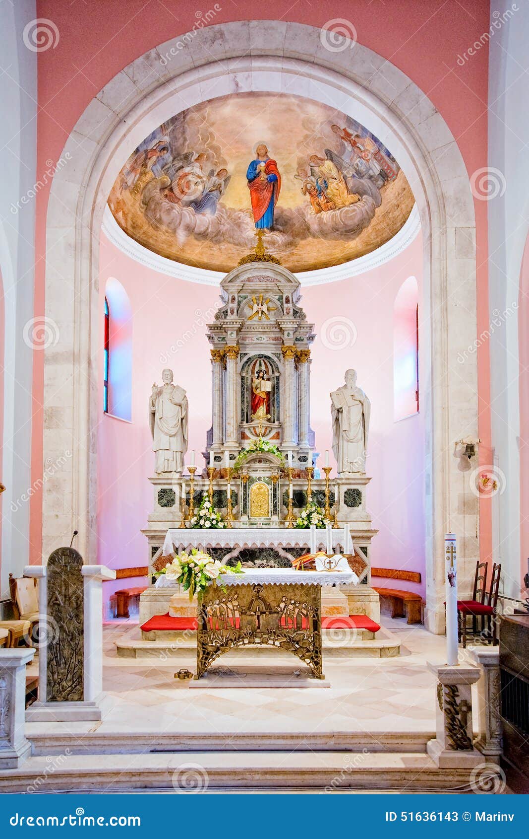 Beautifully Decorated the Main Altar of Small Church Stock Image ...