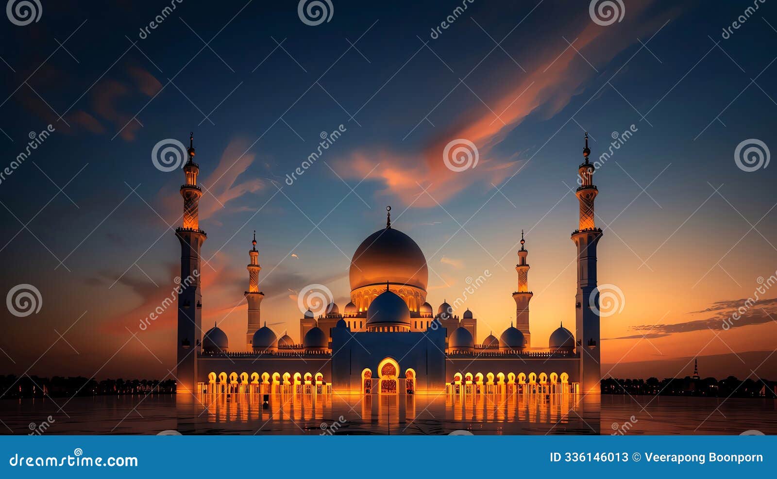 Decorated Mosque In Eid Mubarak Happy Eid Ramadan Background Vector ...