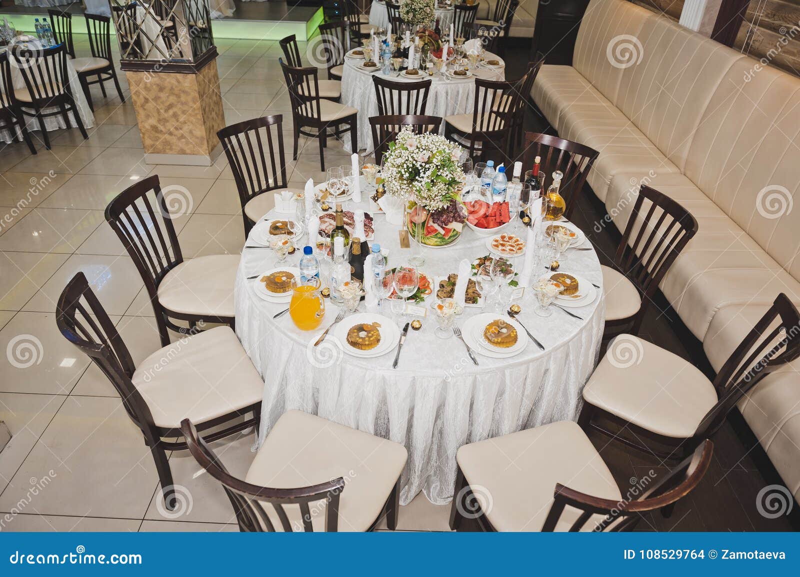 Round Table with Appetizers and Salads at the Holiday Table 7735. Stock ...