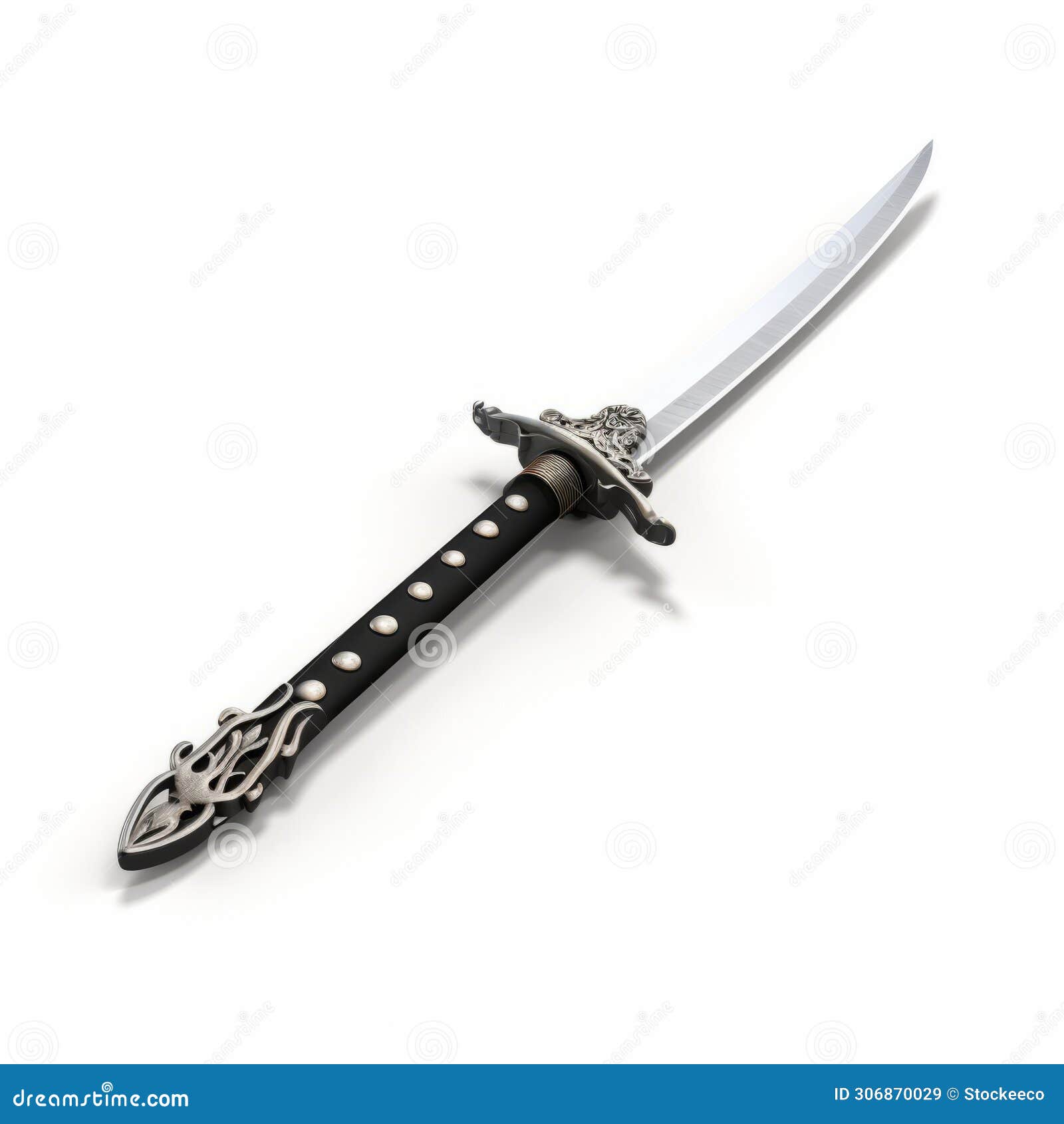 Macabre Fantasy Samurai Sword on White Background Stock Illustration ...