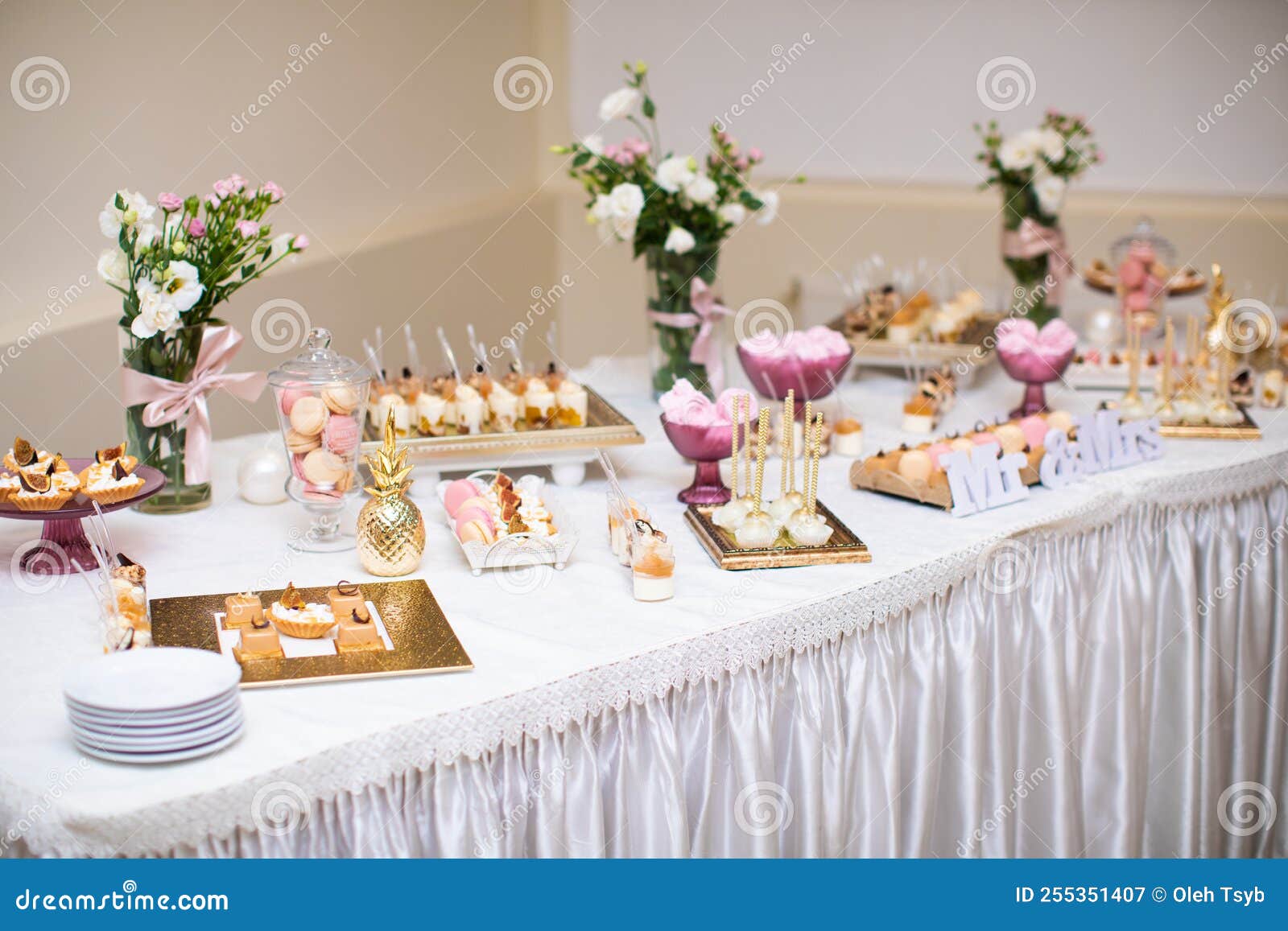 Beautifully Decorated Table with Sweet Candy Bar. Stock Image - Image ...