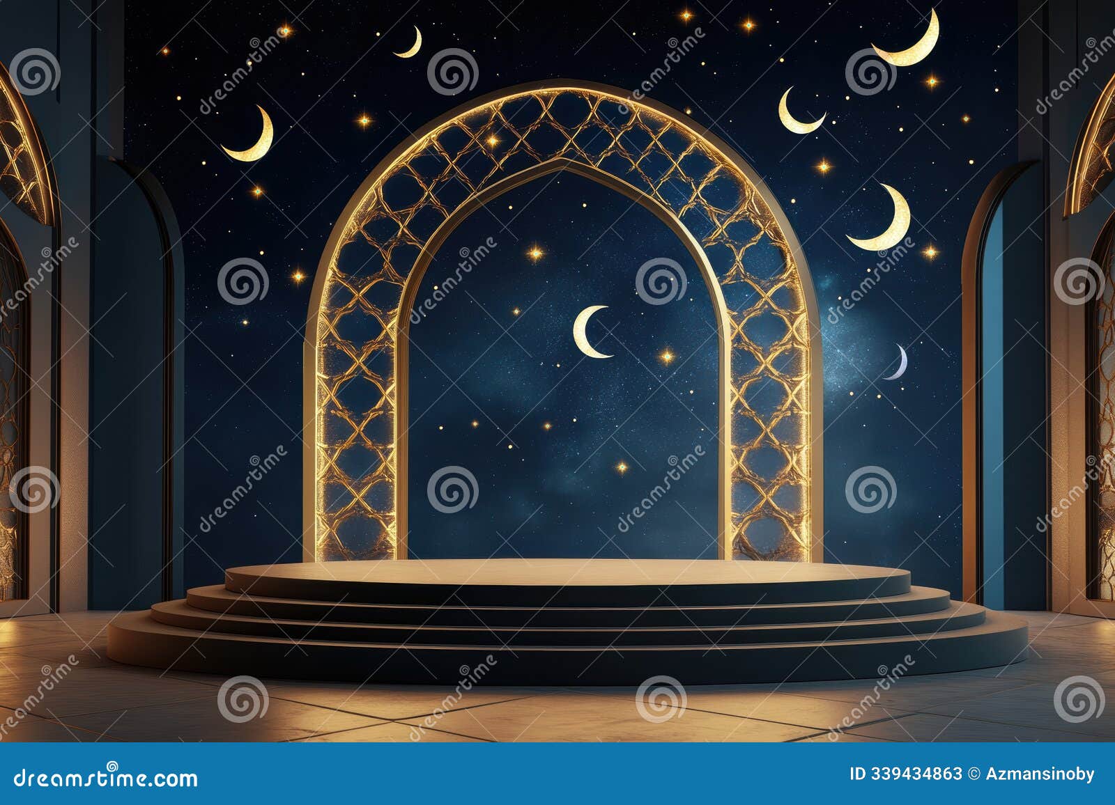 A Beautifully Designed Stage with an Ornate Arch and a Starry Night ...
