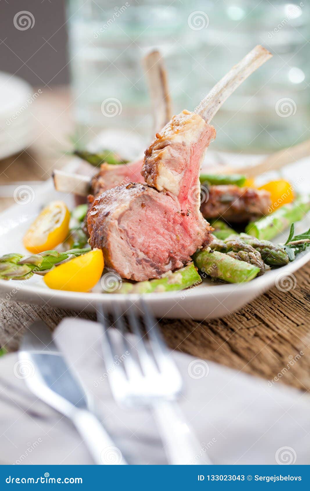 Beautifully Grilled Lamb Rib Chop Steaks, Medium Rare . Stock Image ...