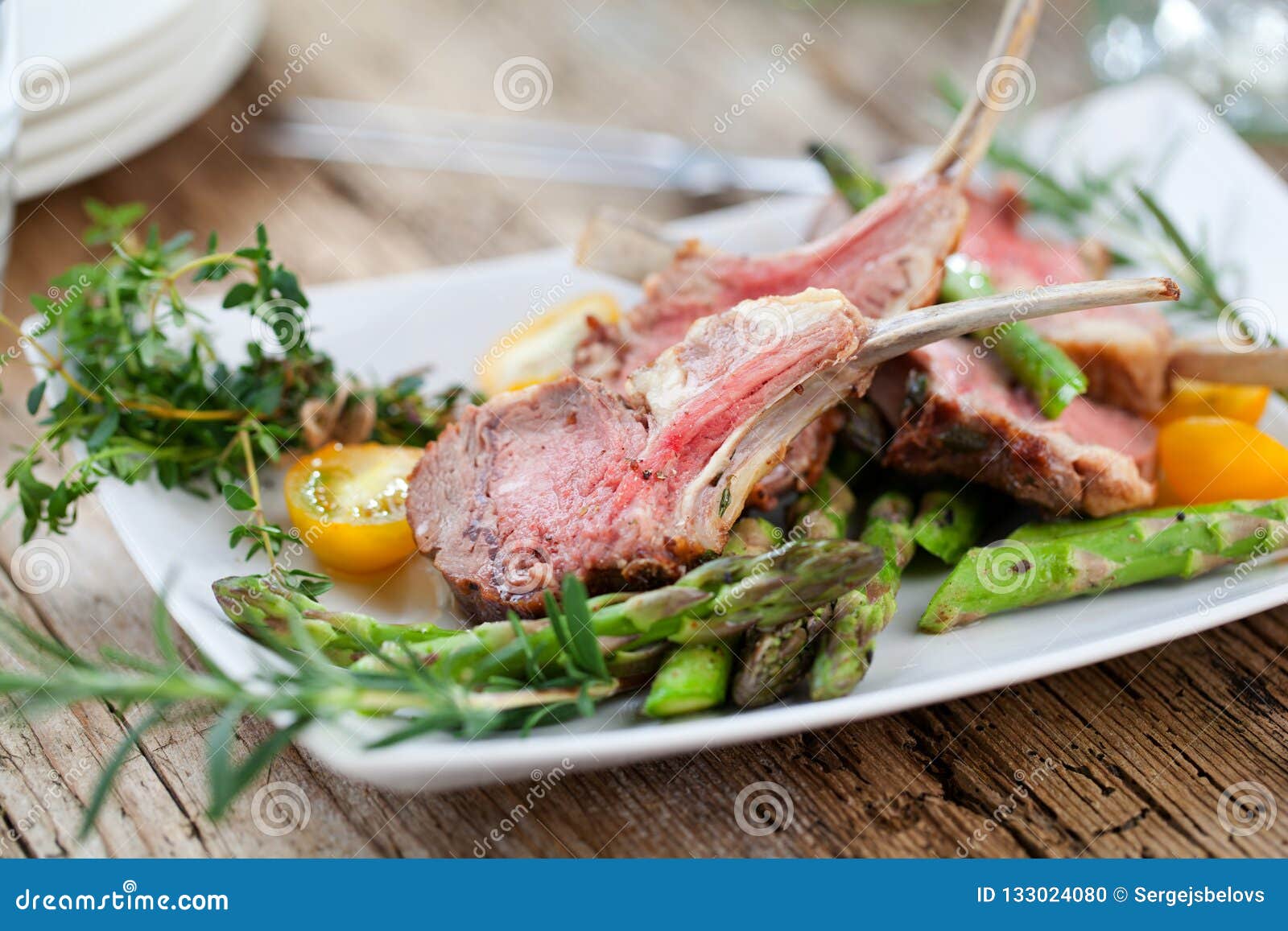 Beautifully Grilled Lamb Rib Chop Steaks, Medium Rare . Stock Photo ...