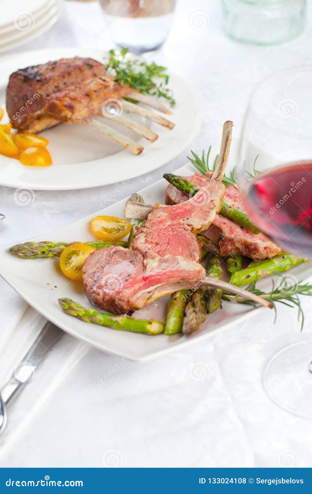 Beautifully Grilled Lamb Rib Chop Steaks, Medium Rare . Stock Photo ...