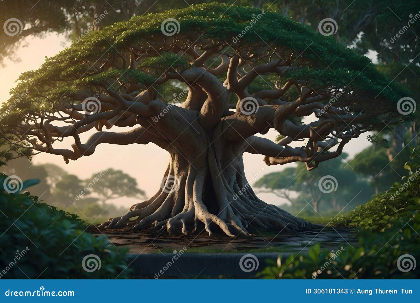 A Beautifully Grown Bonsai Banyan Tree Stock Image - Image of home ...