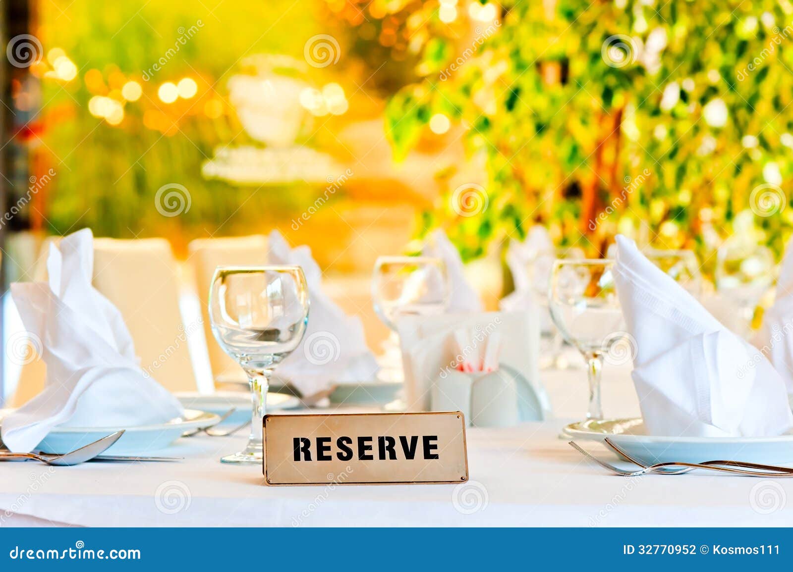 Beautifully Laid for Supper Table with Sign Reserved Stock Photo ...