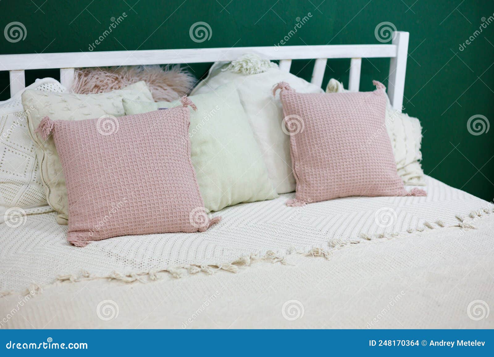 A Beautifully Made Bed on Which There is No One Stock Photo - Image of ...