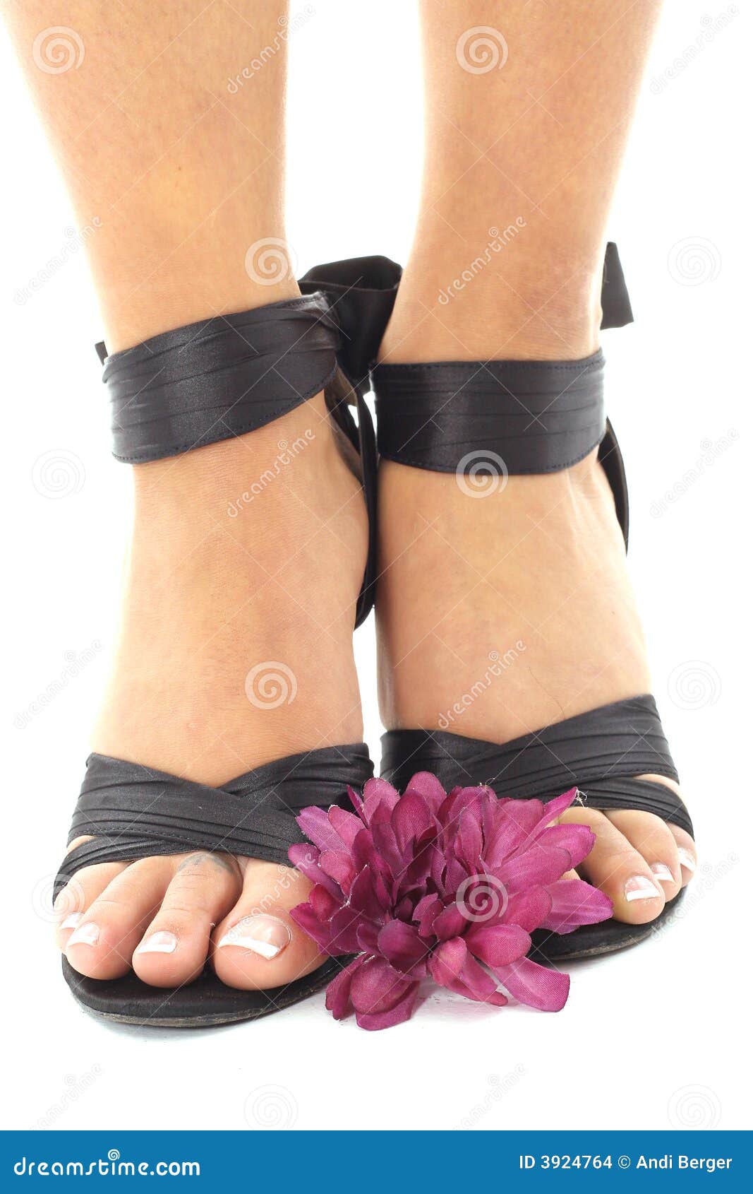 Beautifully Manicured Feet with Flowers Stock Photo - Image of elegant ...