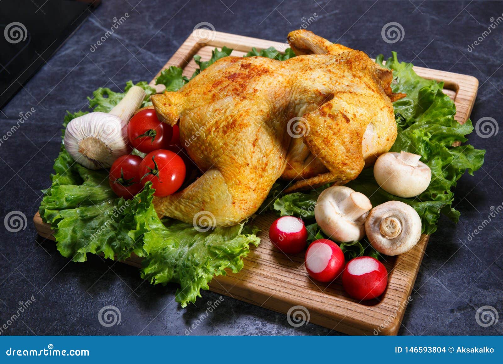 Beautifully Served Roasted Chicken Stock Photo - Image of fresh ...