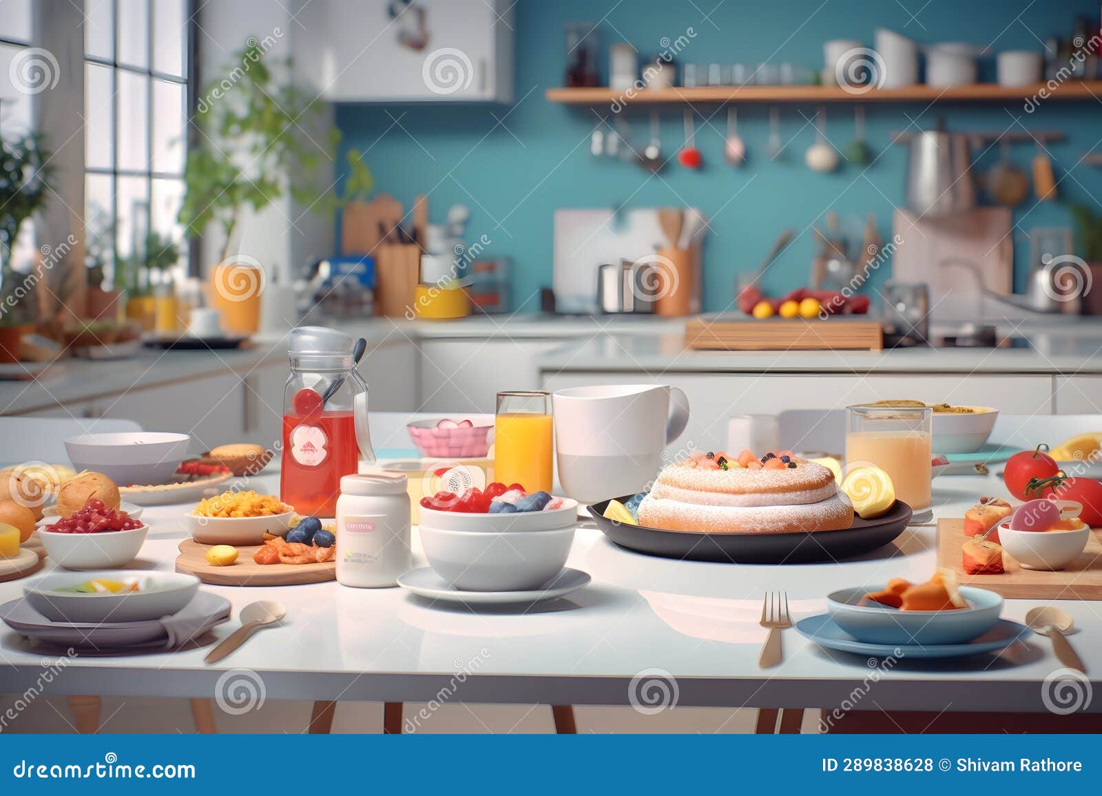 A Beautifully Set Table with an Array of Delicious Food in Kitchen. AI ... A Beautifully Set Table with an Array of Delicious Food in Kitchen. AI ...