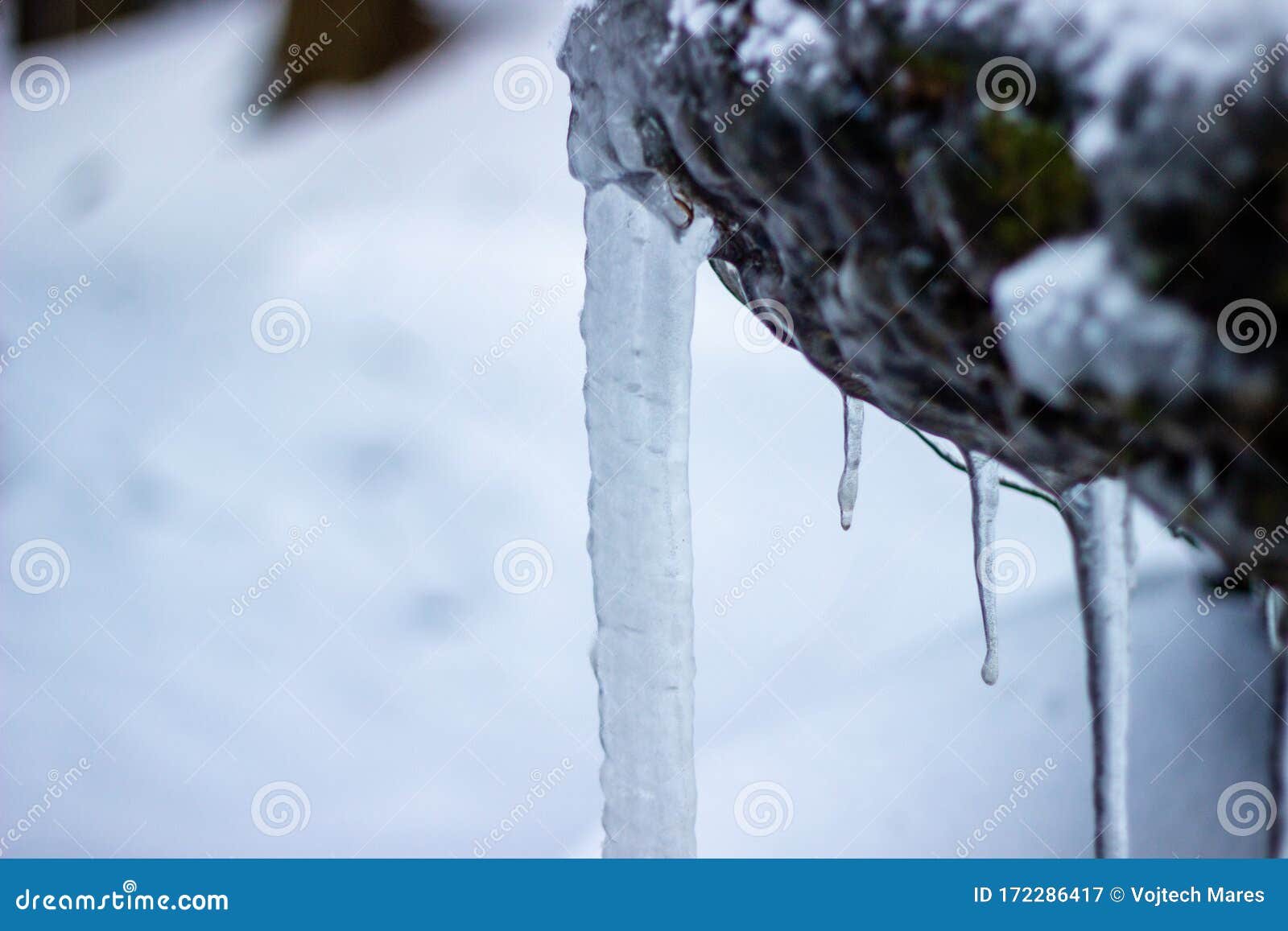 Beautifully Shaped Icicles on a Mountain from a Frozen Waterfall Stock ...
