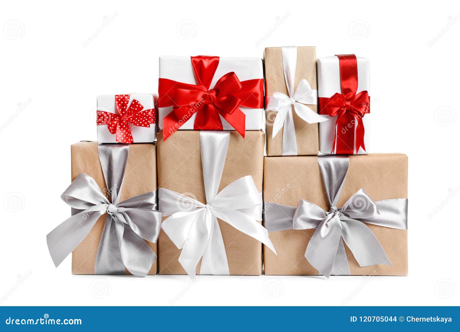 Beautifully Wrapped Gift Boxes on White Background Stock Photo - Image ...