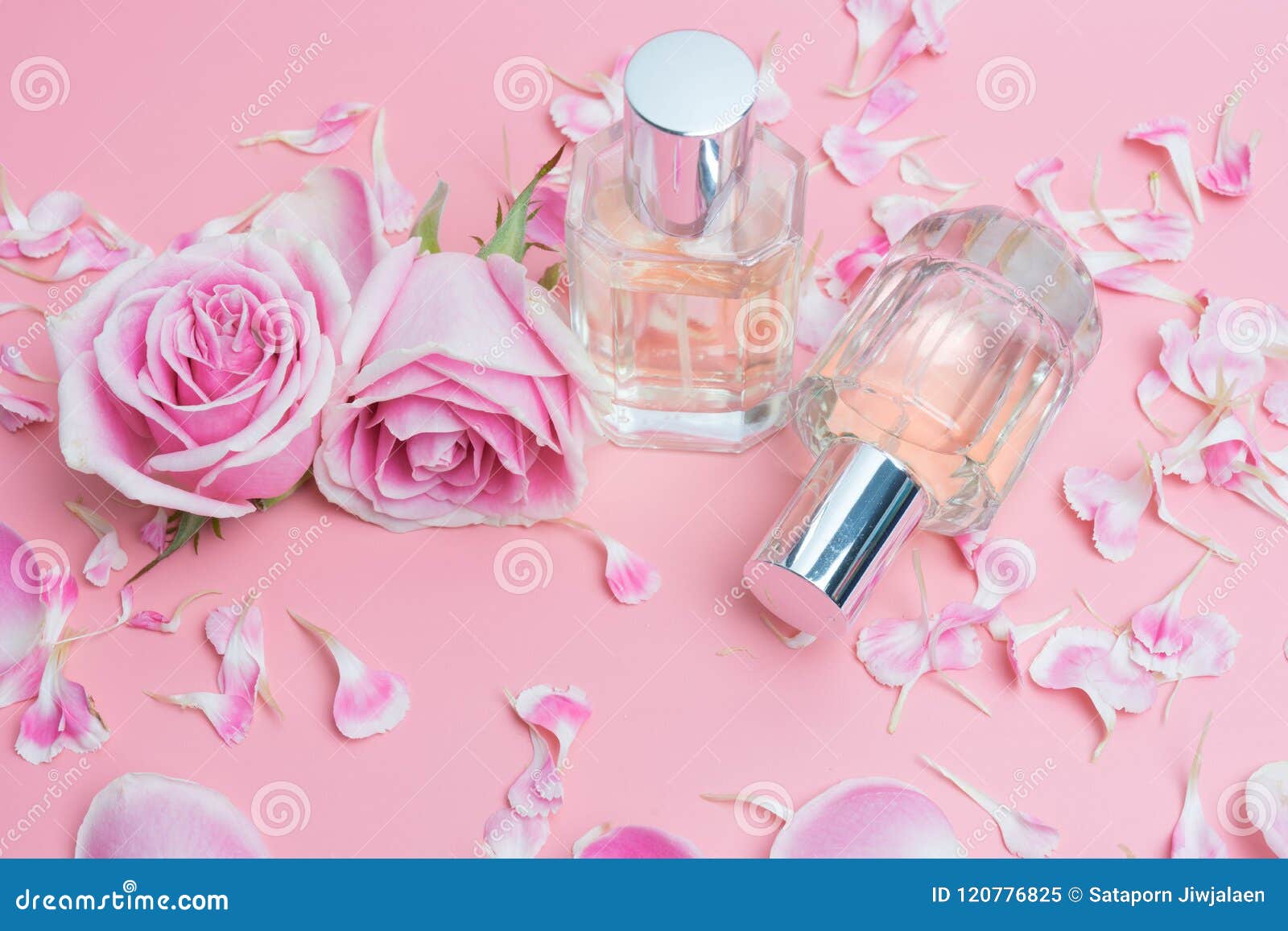 Perfume Bottles on Pink Background Stock Image - Image of smell, scent ...