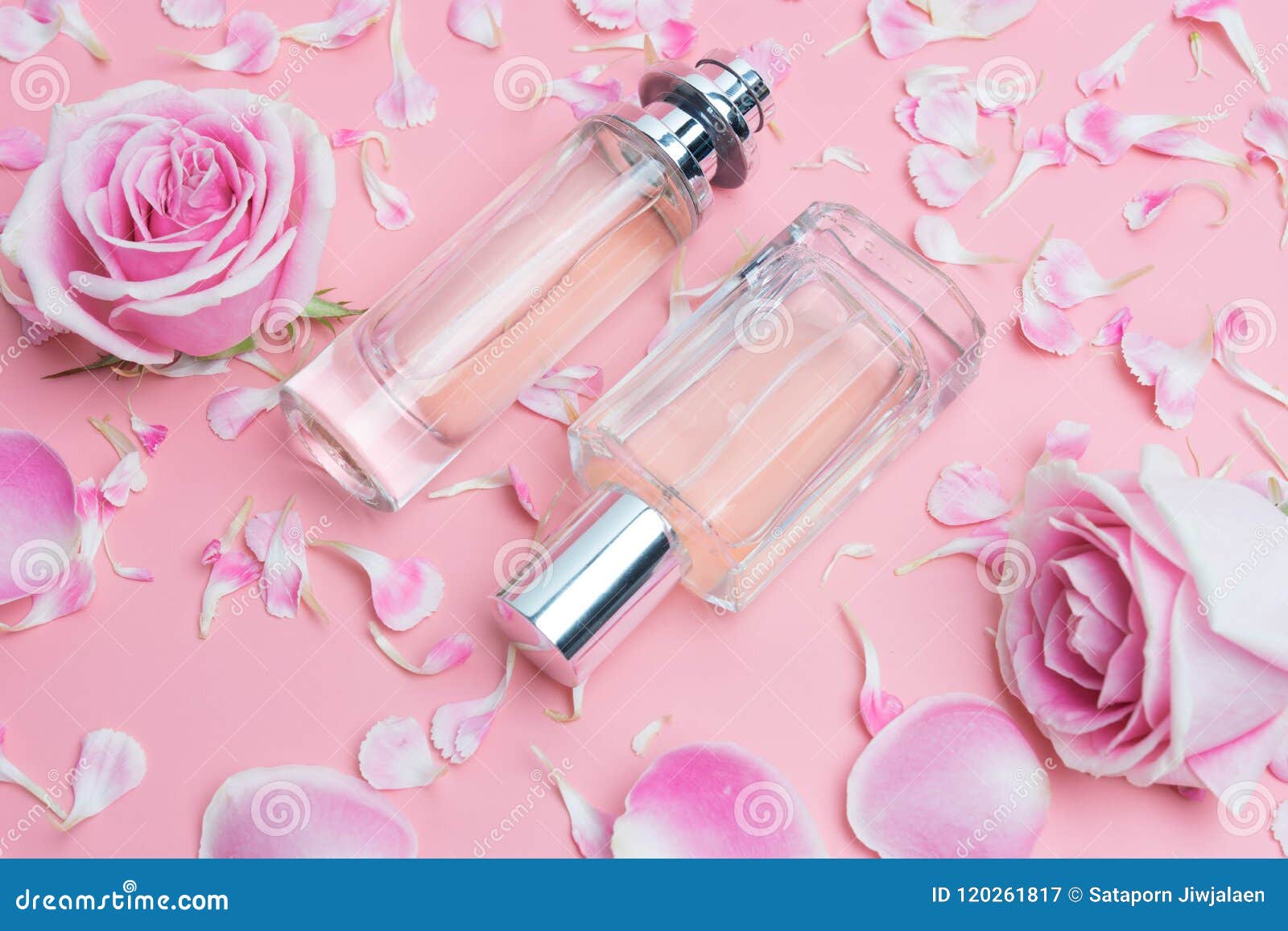 Perfume Bottles on Pink Background Stock Image - Image of fragrance ...