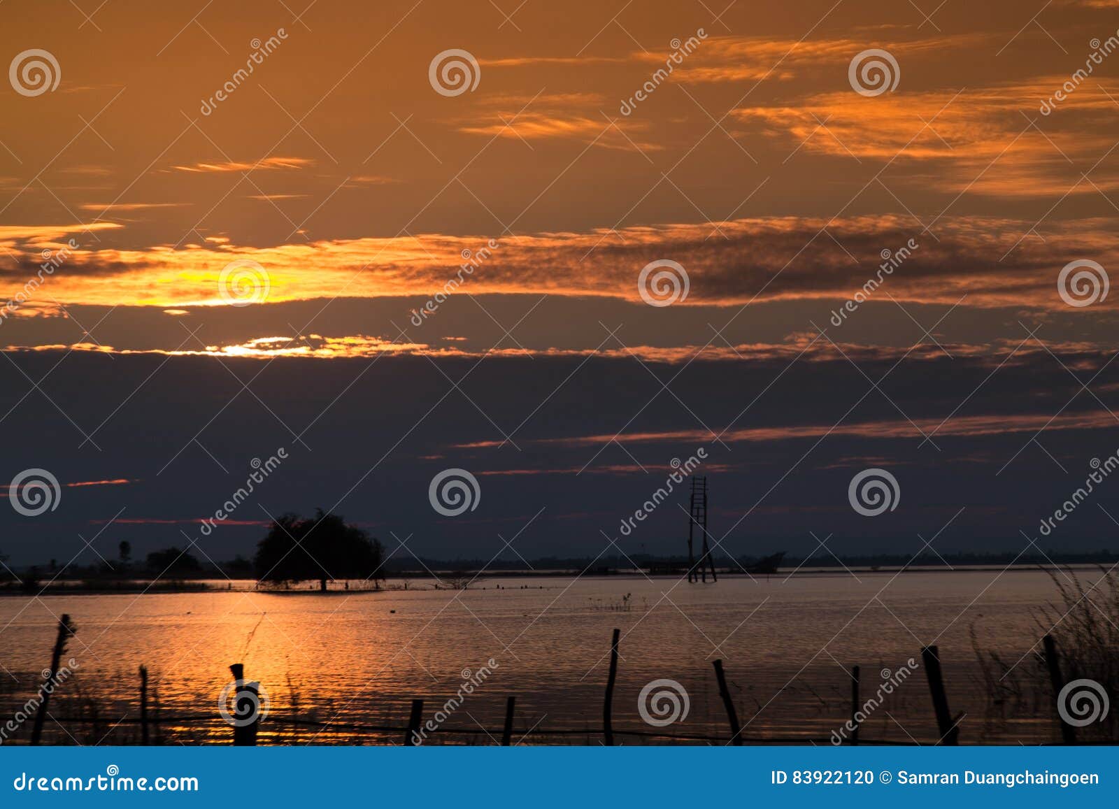 Beautuful Sunset at Dam in Thailand Stock Photo - Image of horizon ...