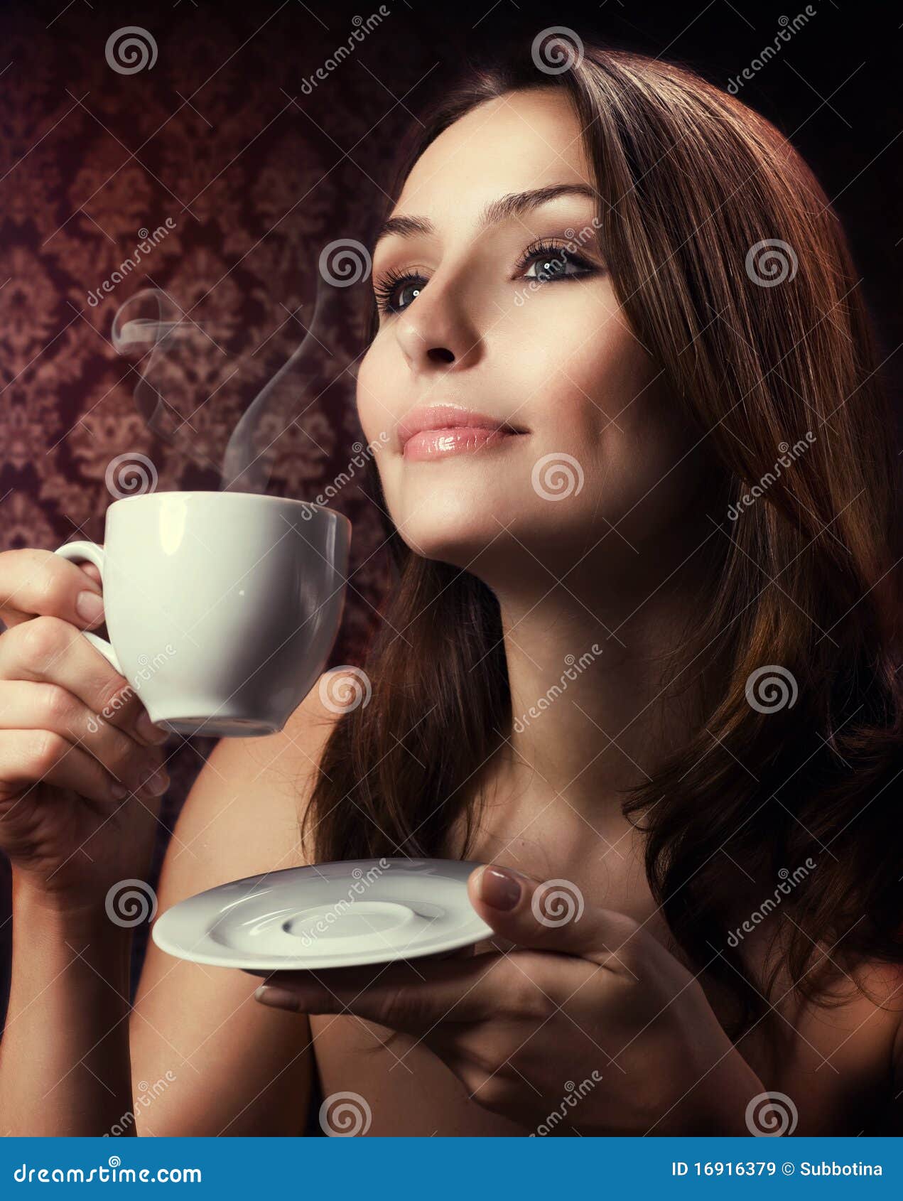 Beautuful Woman Drinking Coffee Stock Image - Image of brunette, female ...
