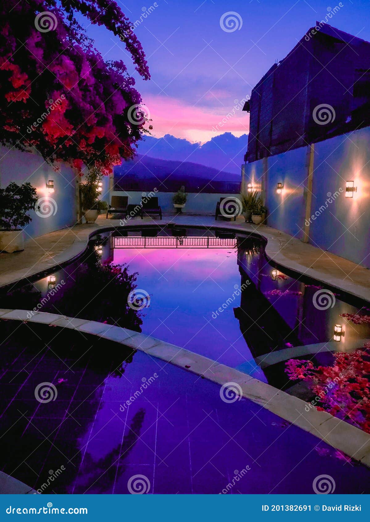 Beauty Above the Pool stock image. Image of sunset, pool - 201382691