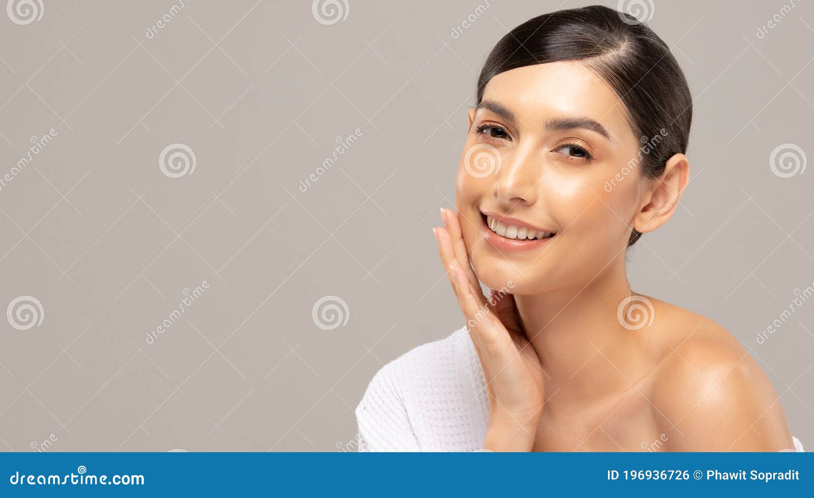Beauty Asian Women Portrait Face With Skin Care Healthy And Skin Stock