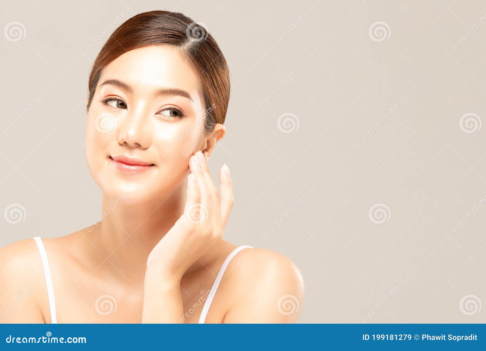 Beauty Asian Women Portrait Face With Skin Care Healthy And Skin Stock