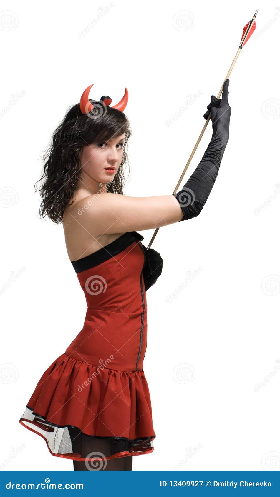 Beauty Attractive Red Devil Girl with Arrow Stock Image - Image of ...