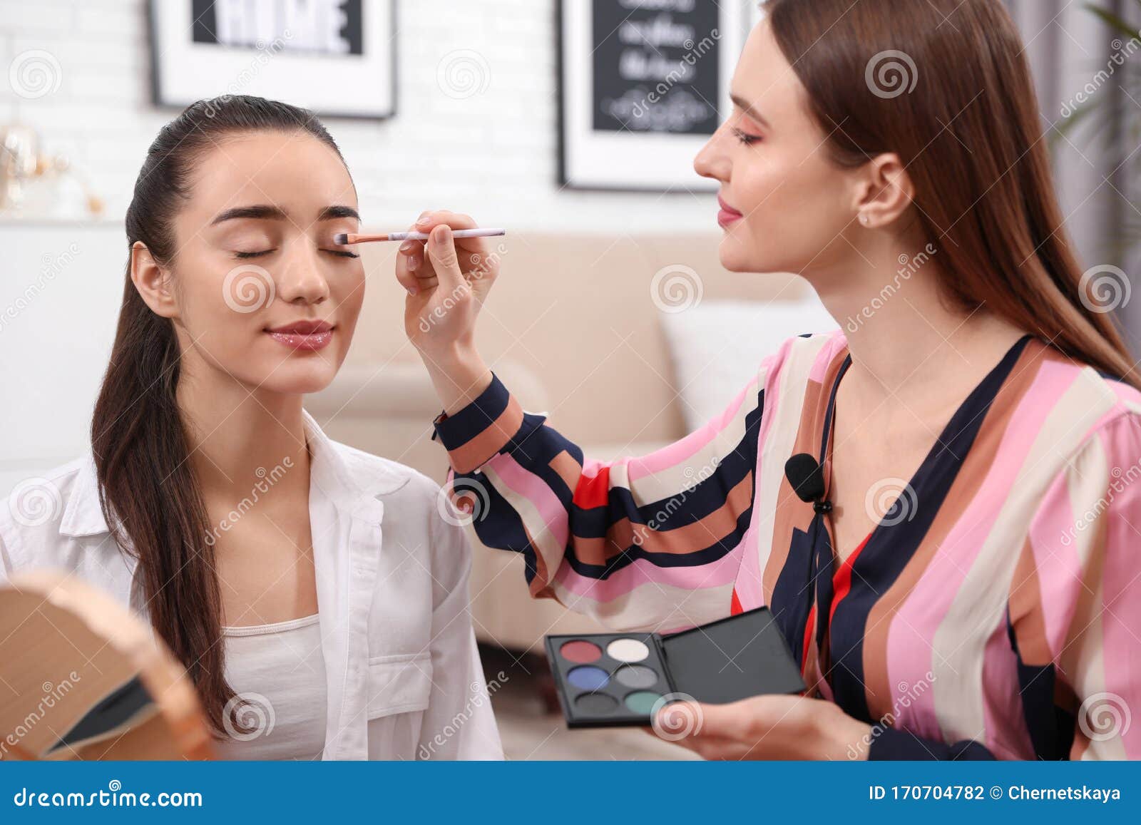 Beauty Blogger Doing Model`s Makeup Stock Photo - Image of model ...