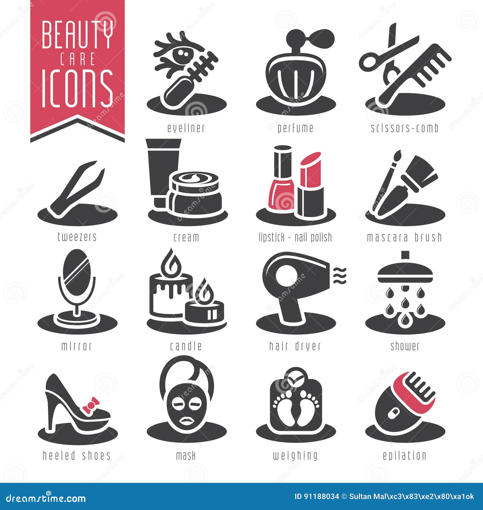 Beauty care icon set. stock vector. Illustration of icon - 91188034