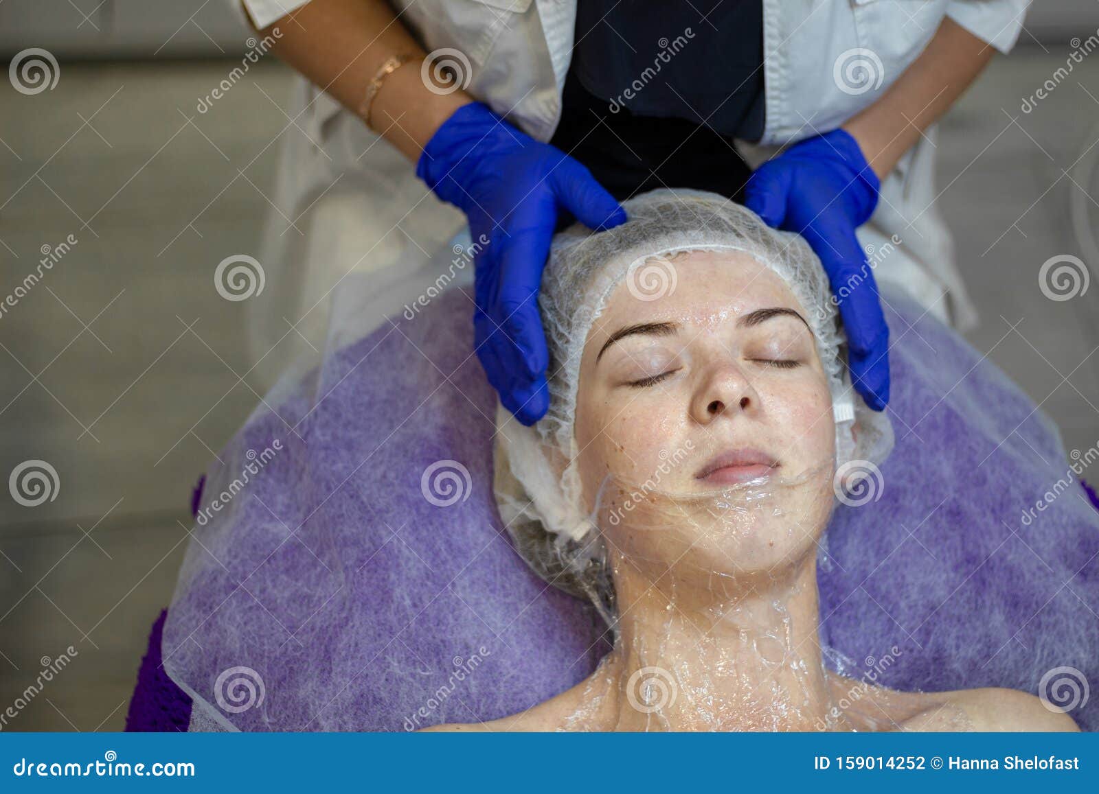 Beauty Clinic Woman Gets A Professional Facial Procedure Beautician