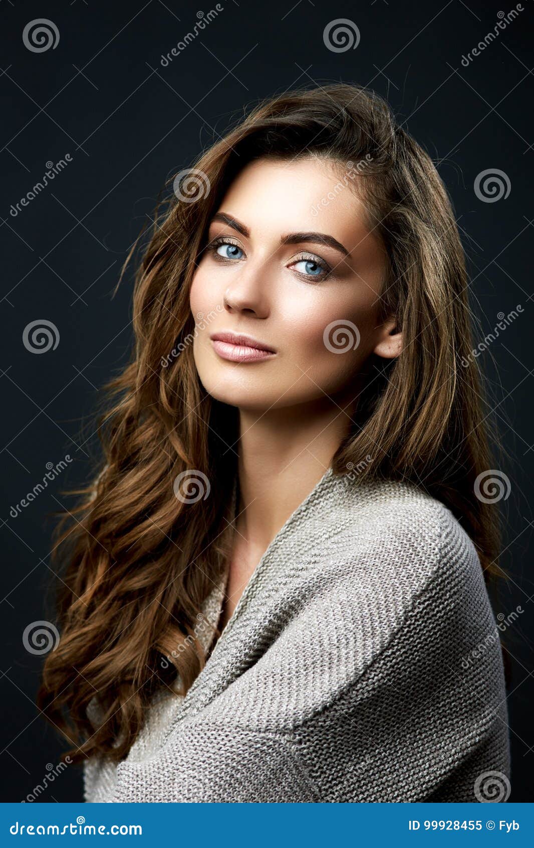 Beauty Close Up Studio Portrait Stock Image - Image of attractive, hair ...