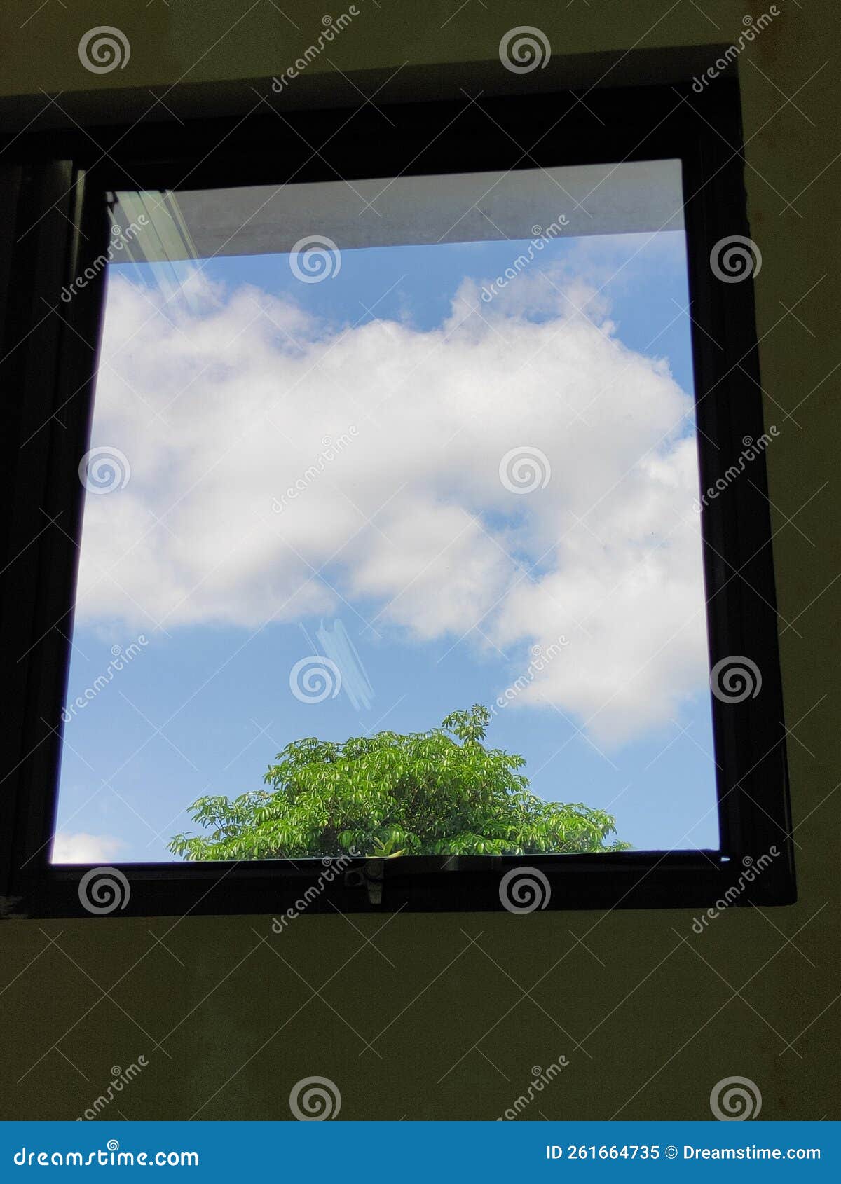 The Beauty of the Clouds and Trees Outside the Window Stock Image ...