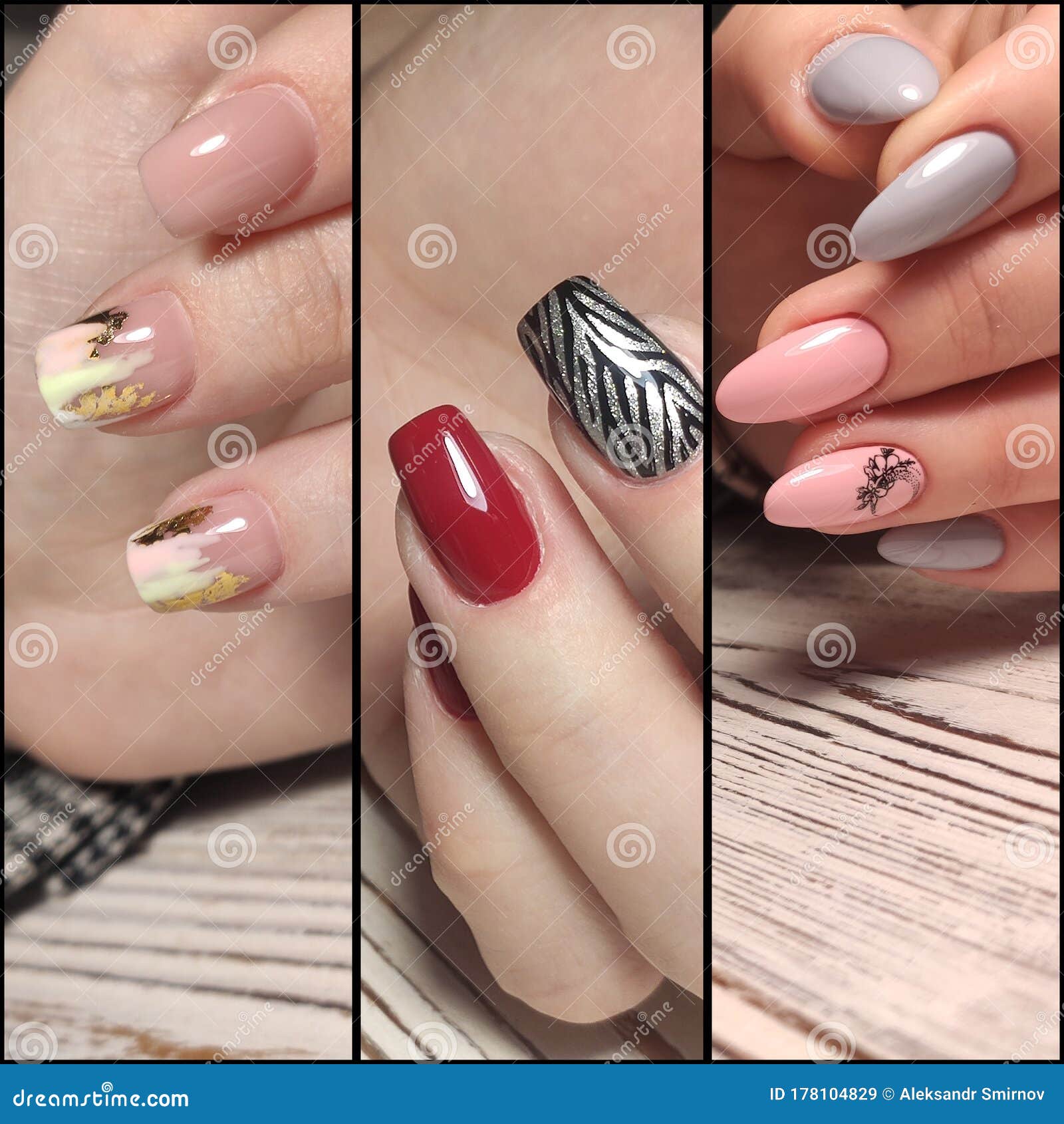Beauty Collage with Art Design Manicure. Beautiful Hands Stock Image ...