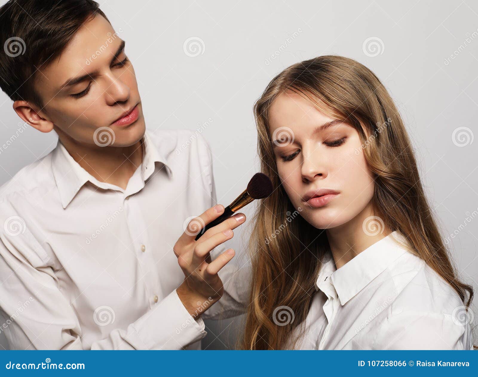 Beauty Concept: Make-up Artist Doing Makeup Stock Photo - Image of eyes ...