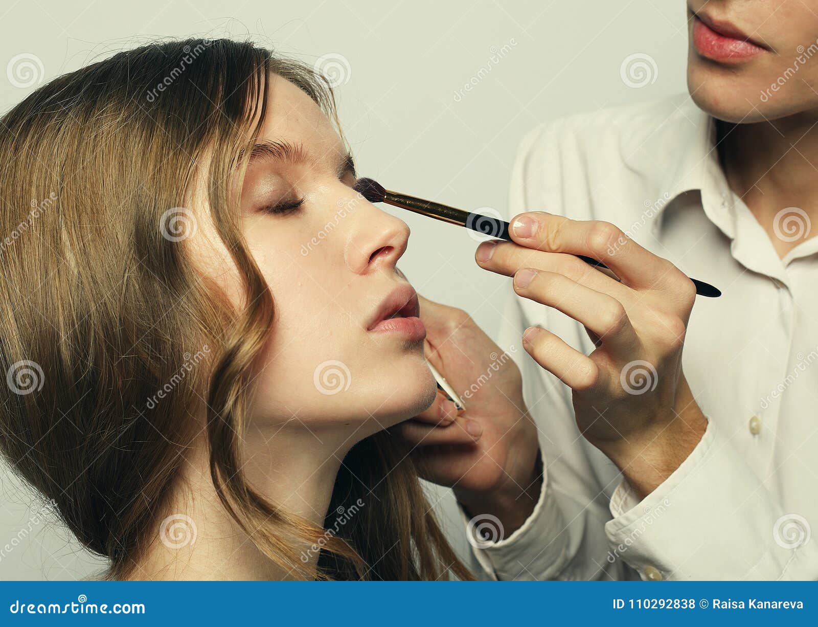 Beauty Concept: Make-up Artist Doing Makeup Stock Photo - Image of ...