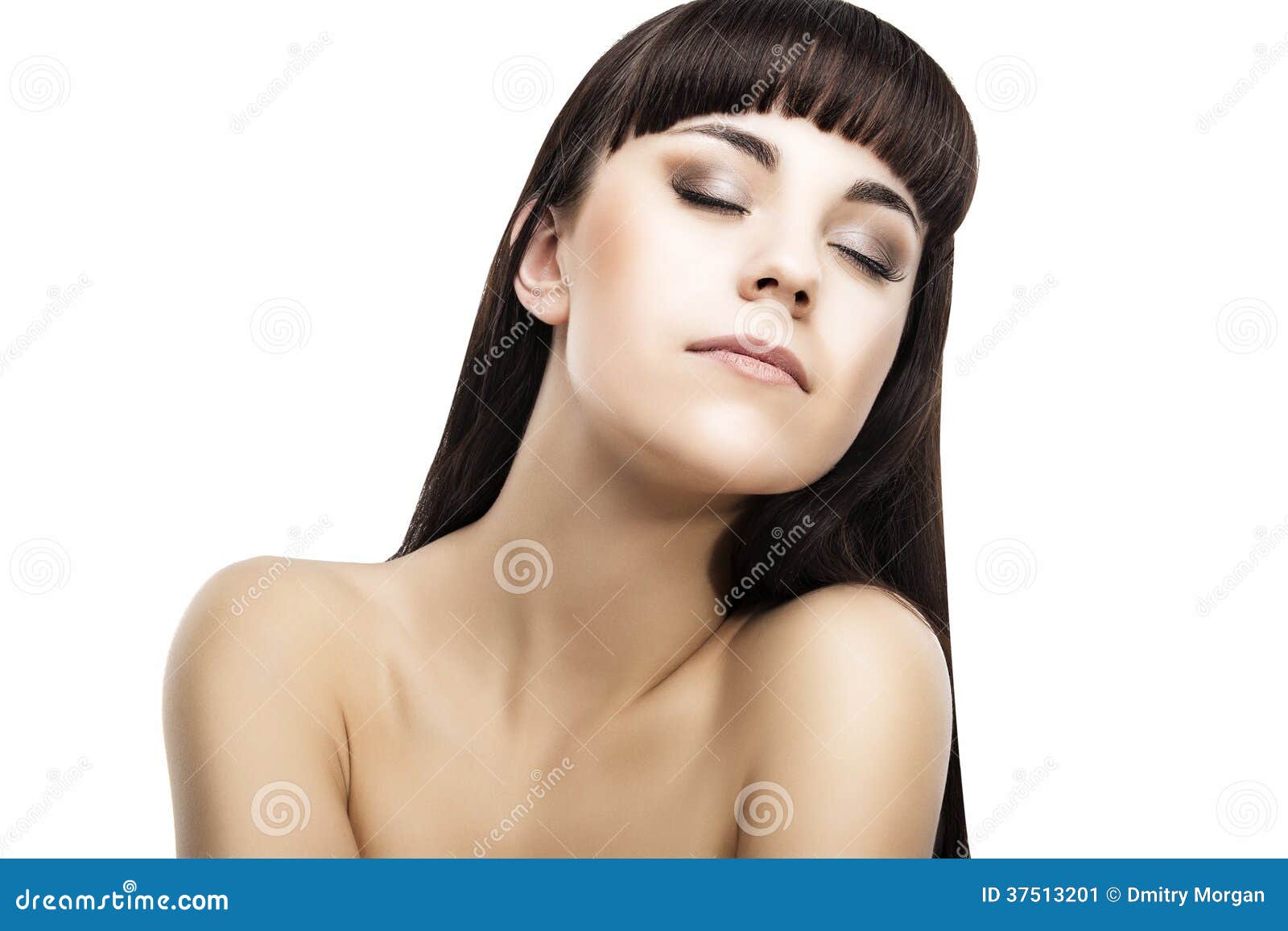 Beauty Concept Sensual And Dreaming Caucasian Brunette Wom Stock Image