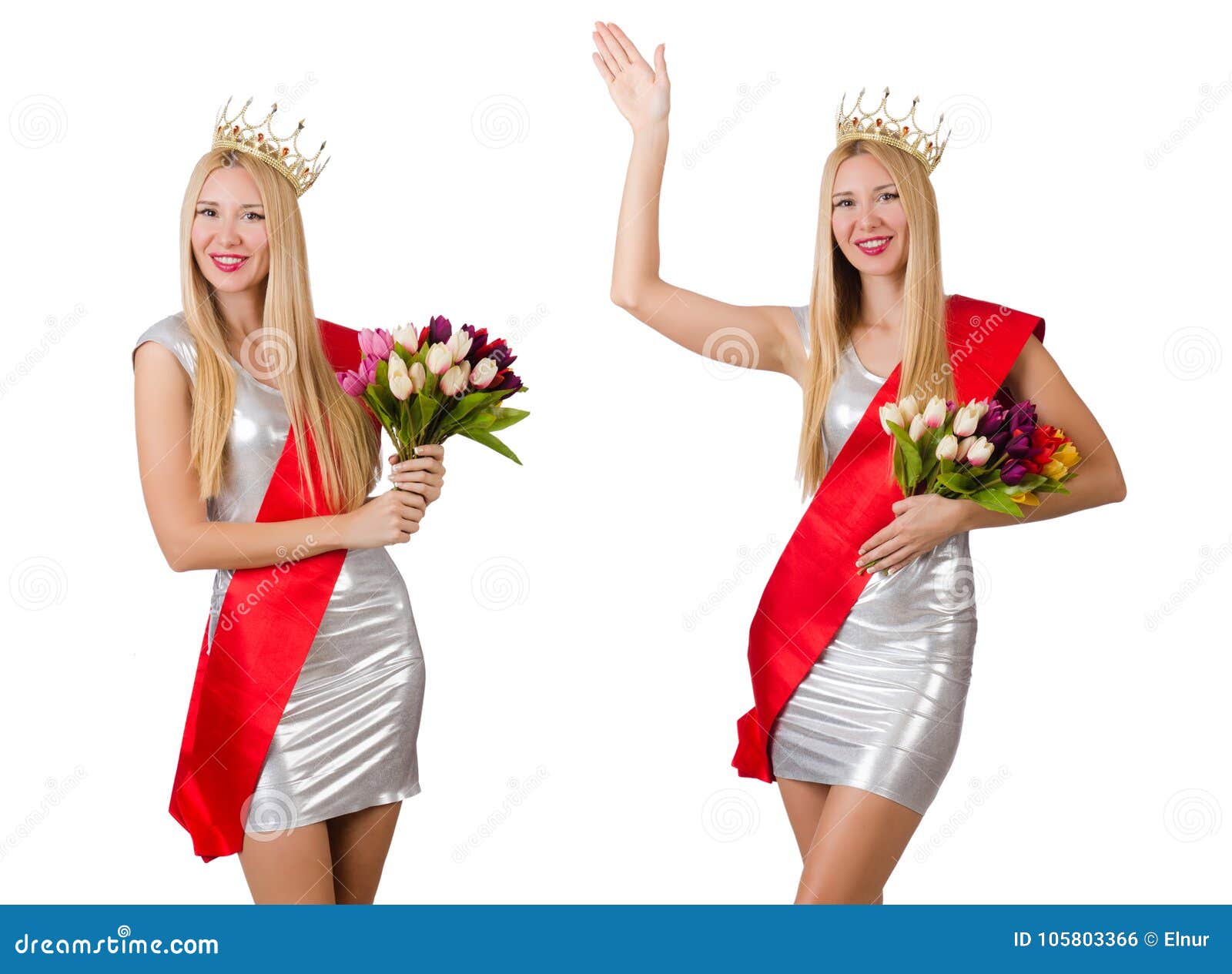 The Beauty Contest Winner Isolated on the White Stock Photo - Image of ...